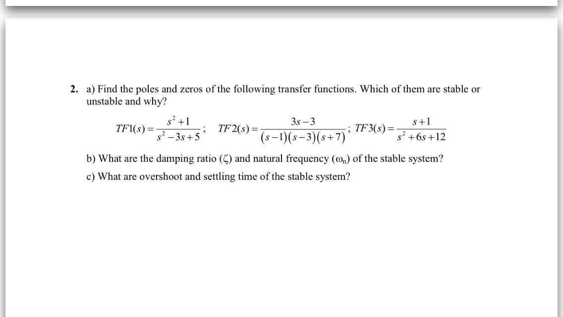 Solved Find the poles and zeros of the following transfer | Chegg.com