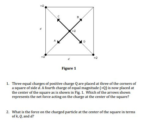 Solved Three equal charges of positive charge Q are placed | Chegg.com