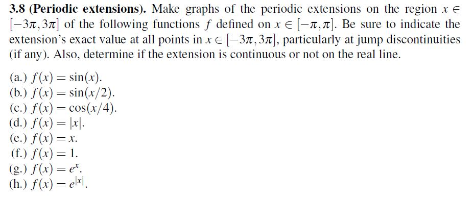 Solved 3.8 (Periodic extensions). Make graphs of the | Chegg.com