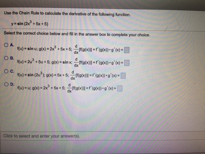 Solved Use the Chain Rule to calculate the derivative of the | Chegg.com