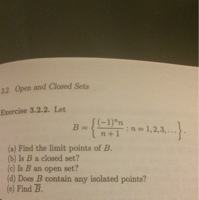 Solved Open and Closed Sets Exercise 3.2.2. Let B = | Chegg.com