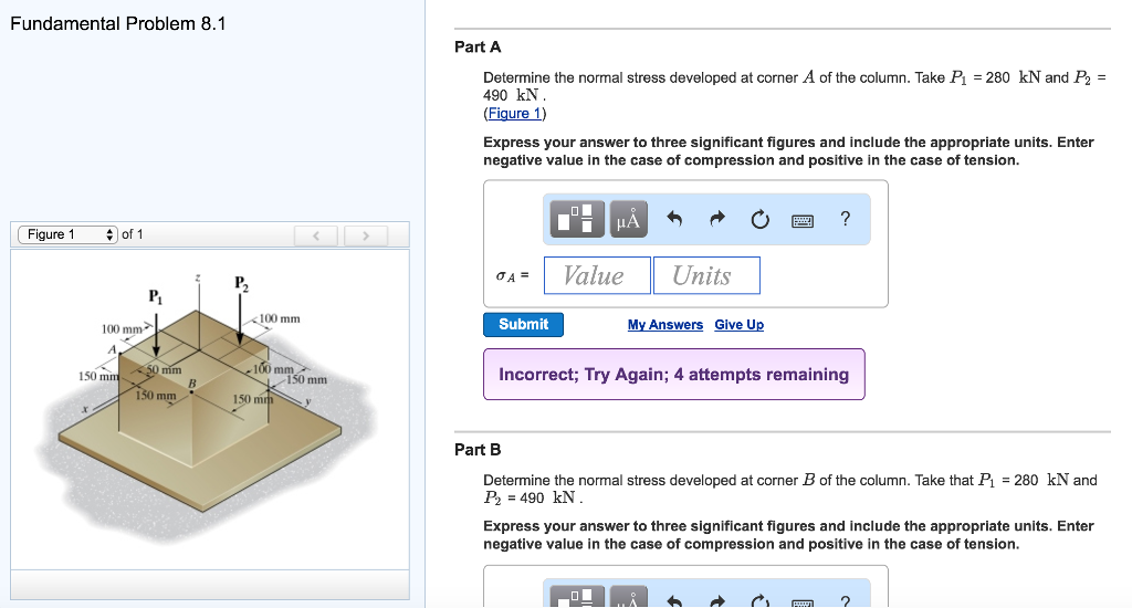 Solved Determine the normal stress developed at corner A of | Chegg.com