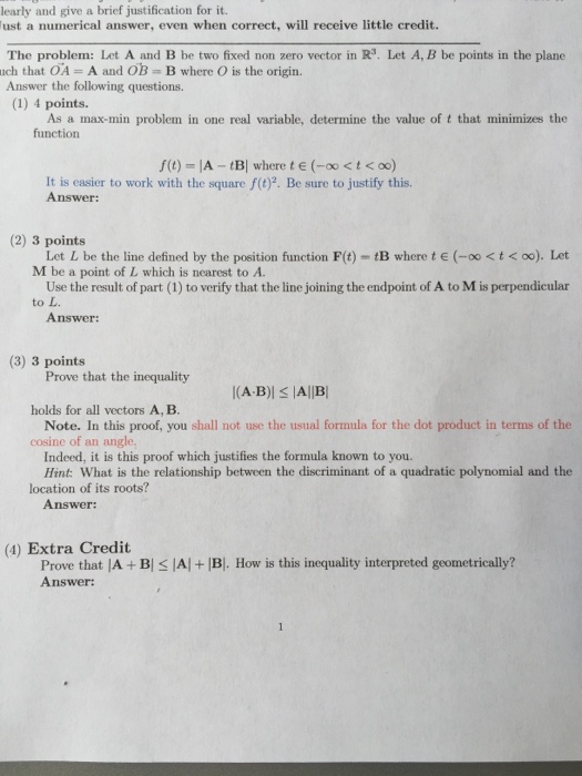 Solved Let A and B be two fixed non zero vector in R3. Let | Chegg.com