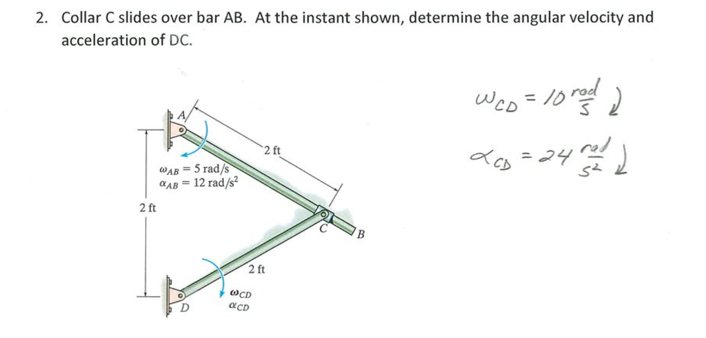 Solved Collar C slides over bar AB. At the instant shown, | Chegg.com