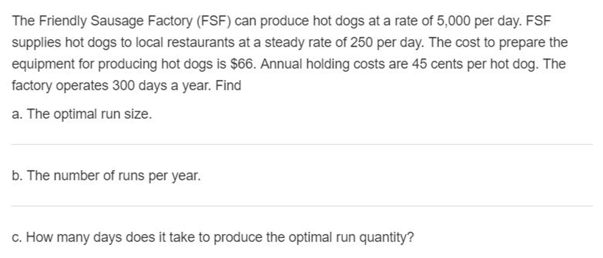 Solved The Friendly Sausage Factory (FSF) can produce hot | Chegg.com