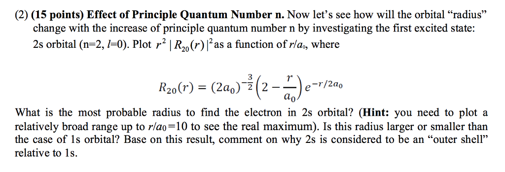 Solved Effect of Principle Quantum Number n. Now let's see | Chegg.com