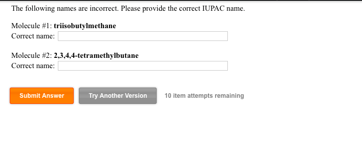 Solved The following names are incorrect. Please provide the | Chegg.com