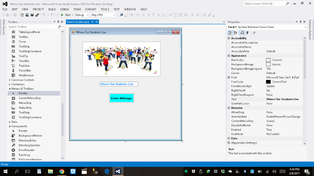 Solved: 2 WHERE OUR STUDENTS LIVE Design A Windows Applica... | Chegg.com