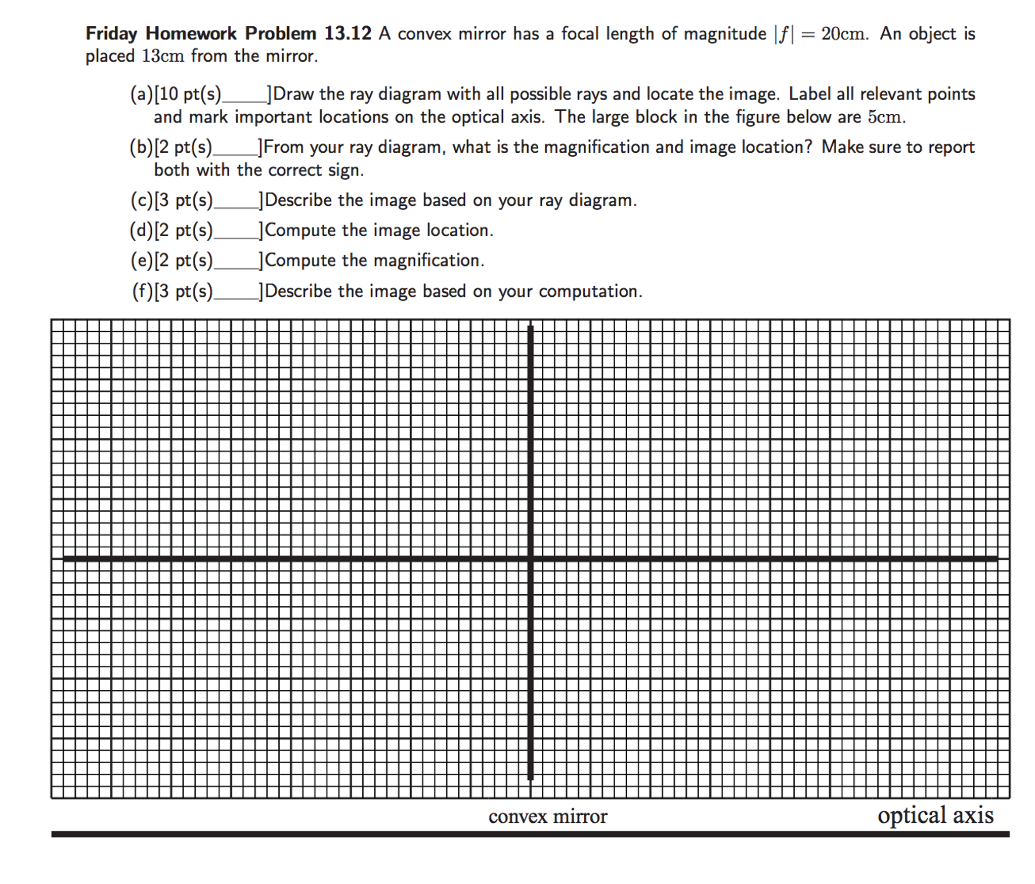 Solved Friday Homework Problem 13.12 A convex mirror has a | Chegg.com