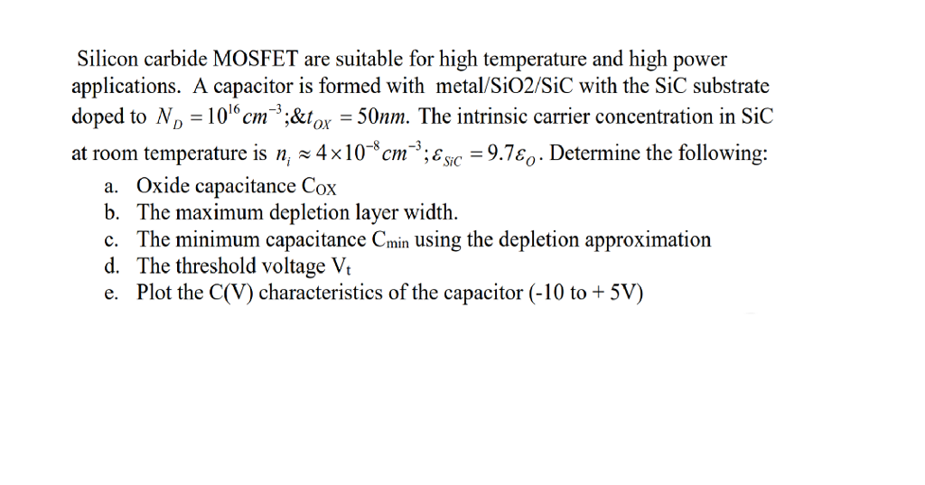 Silicon carbide MOSFET are suitable for high | Chegg.com