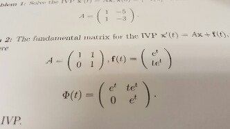 Solved The fundamental matrix for the IVP x' (t)= Ax + f | Chegg.com