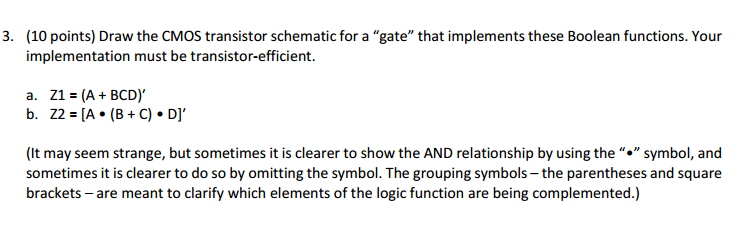 Solved Boolean functions. Your (10 points) Draw the CMOS | Chegg.com