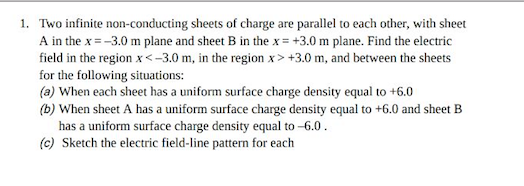Solved Two infinite non-conducting sheets of charge are | Chegg.com