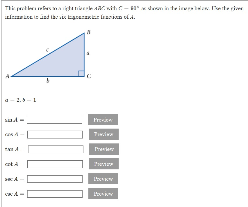 Solved This problem refers to a right triangle ABC with C | Chegg.com