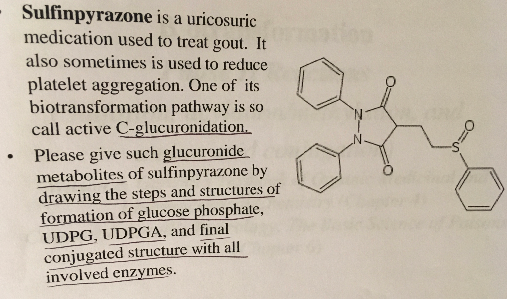 Solved Sulfinpyrazone is a uricosuric medication used to | Chegg.com
