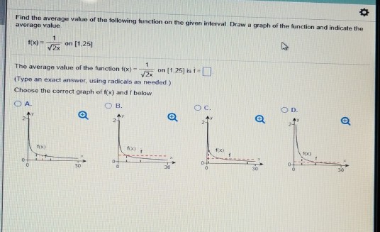Solved Find the average value of the following function on | Chegg.com