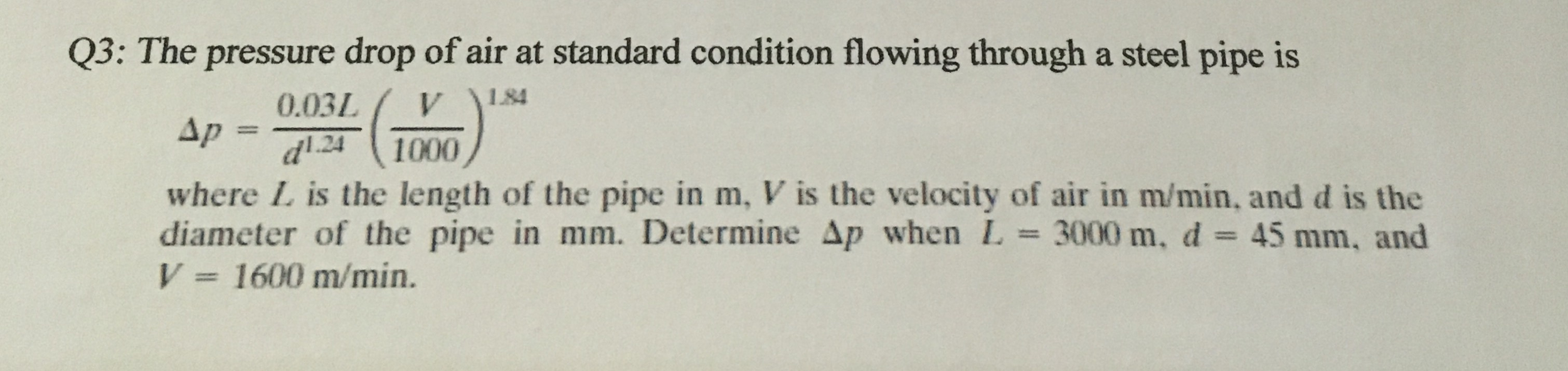 Solved The pressure drop of air at standard condition | Chegg.com