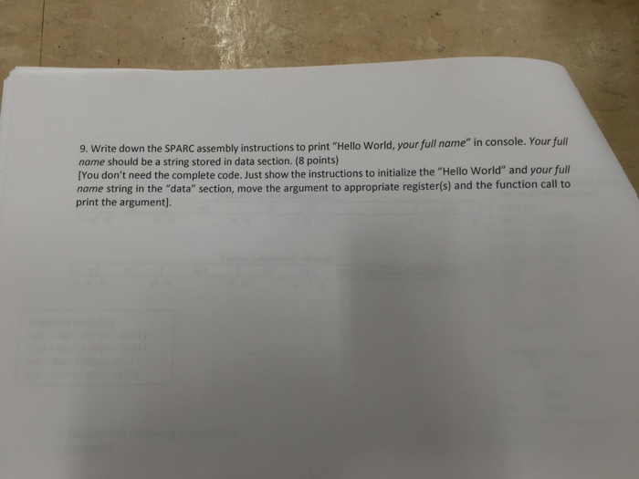 Solved 9. Write down the SPARC assembly instructions to | Chegg.com