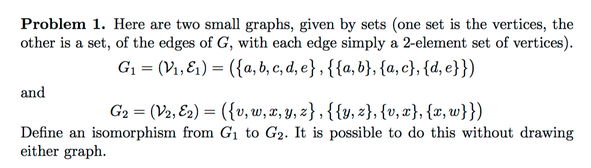 Solved Here are two small graphs, given by sets (one set is | Chegg.com