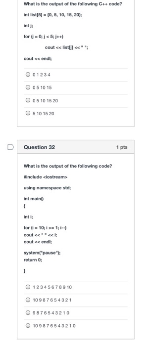 Solved What is the output of the following C++ code? int | Chegg.com