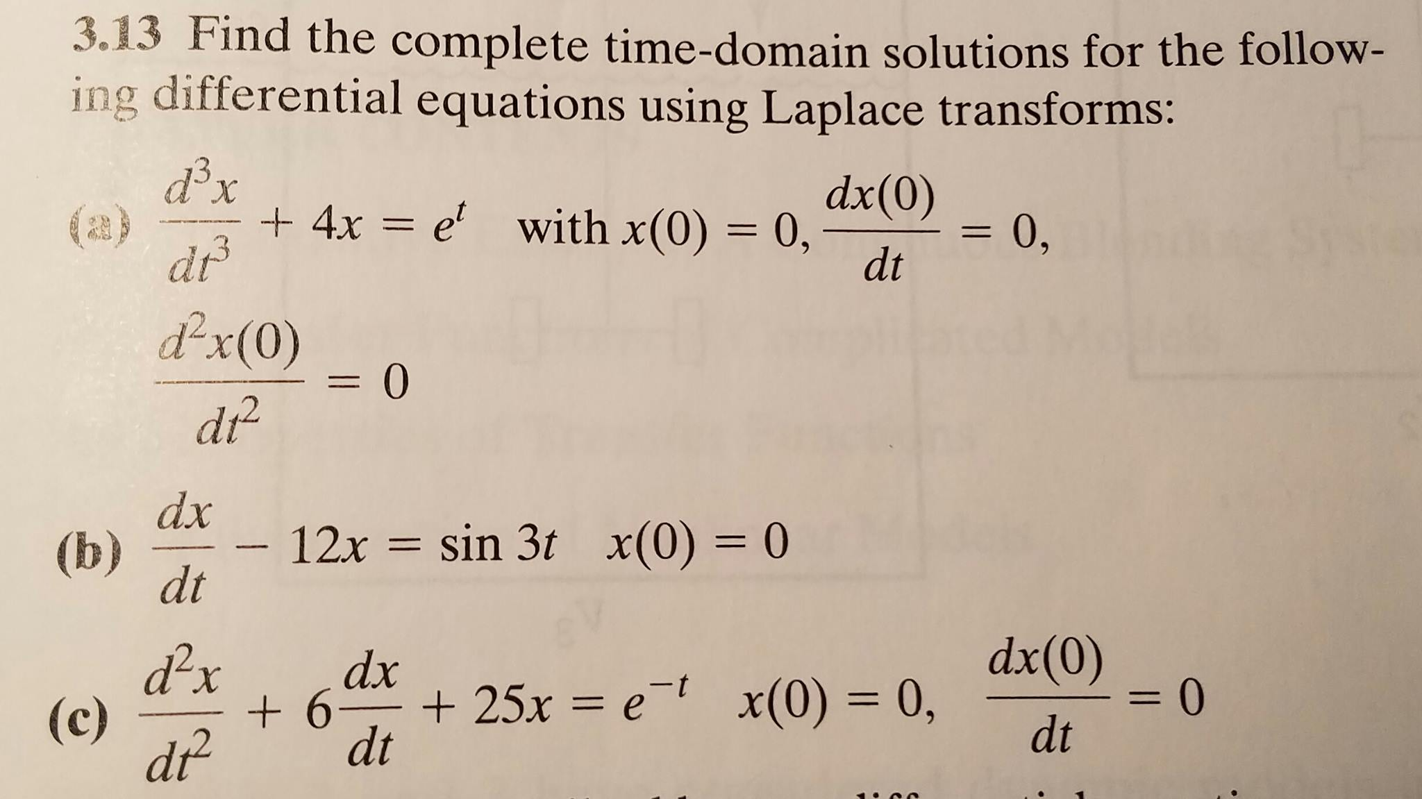 Solved 3.13 Find the complete time-domain solutions for the | Chegg.com