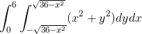 Solved Integral^6_0 Integral^Squareroot 36 - x^2_-Squareroot | Chegg.com