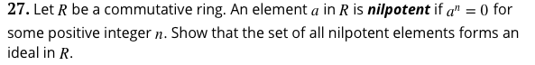 Solved Let R be a commutative ring. An element a in R is | Chegg.com