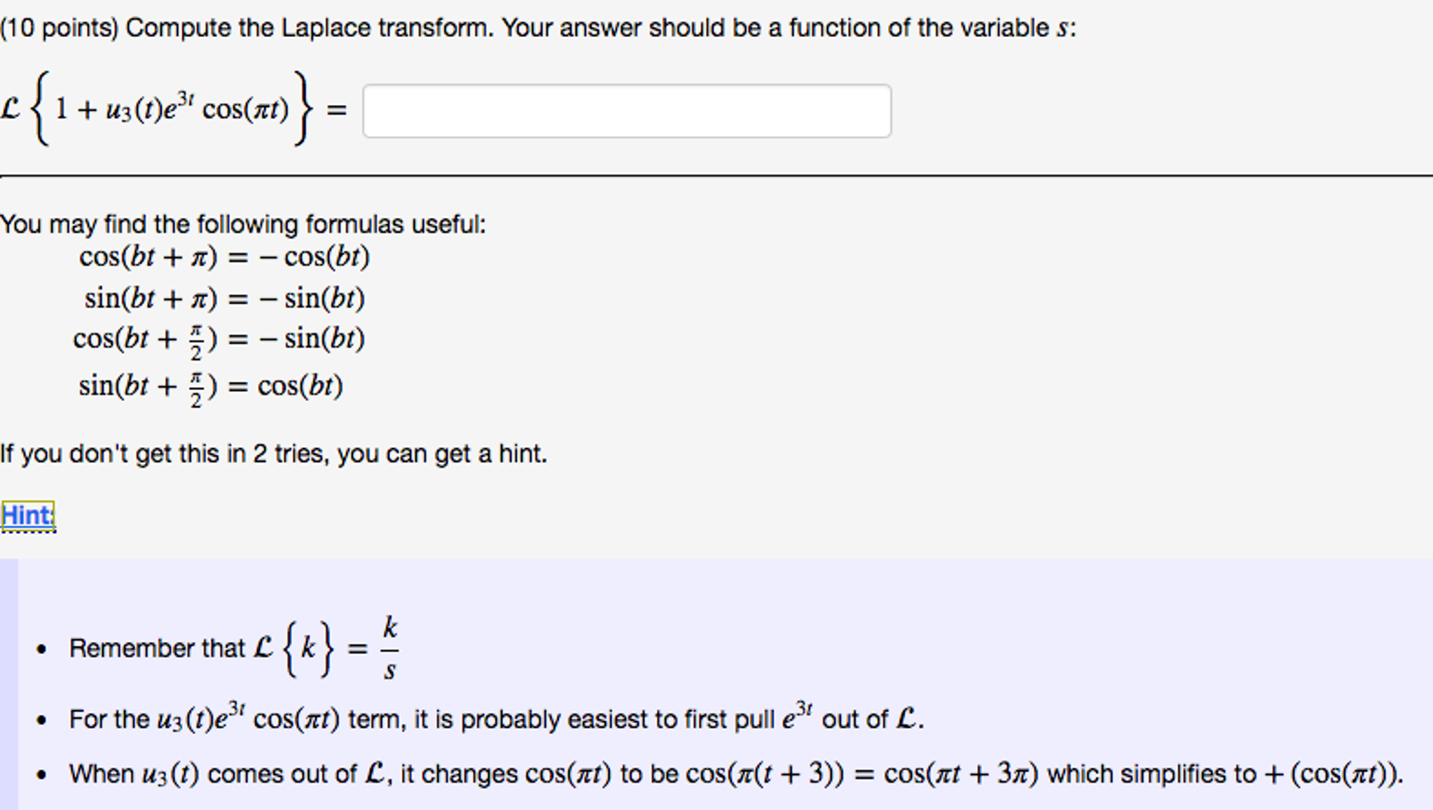 Solved Compute The Laplace Transform Your Answer Should Be