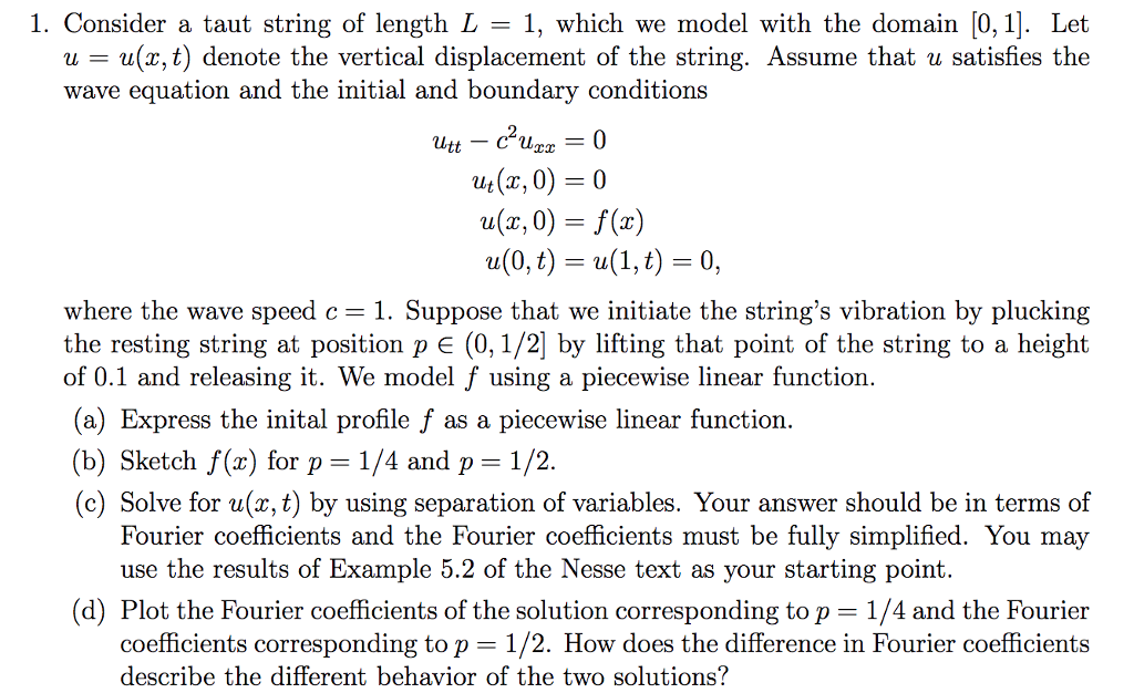 1. Consider a taut string of length L = 1, which we | Chegg.com