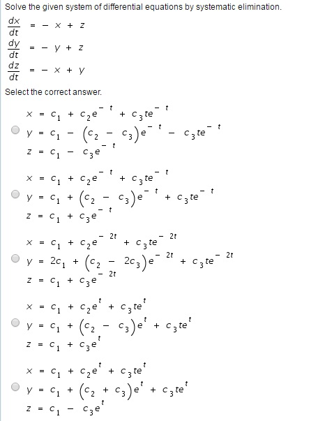 Solved Solve the given system of differential equations by | Chegg.com