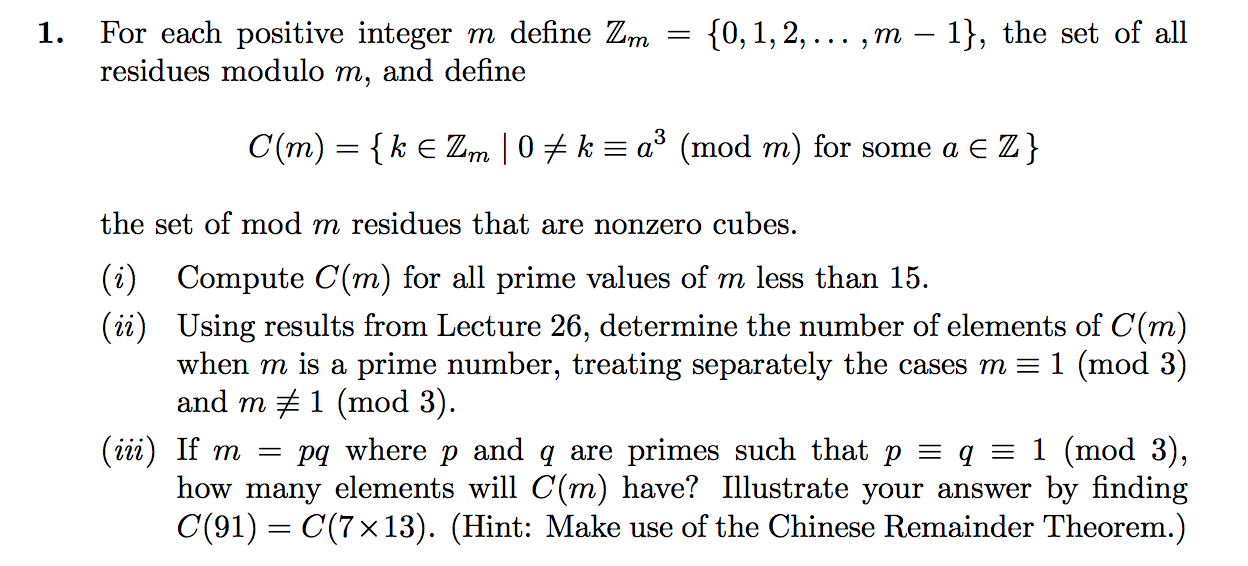 Solved For each positive integer m define Zm = {0,1,2,. . | Chegg.com