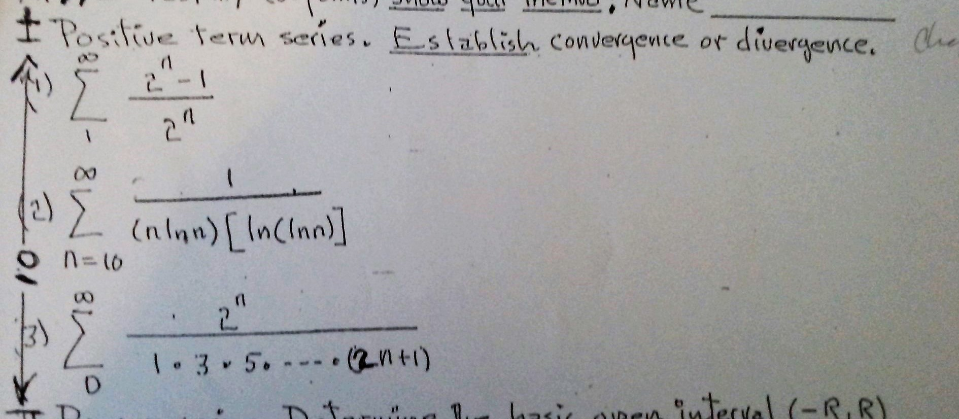 Solved Positive term series. Establish convergence or | Chegg.com