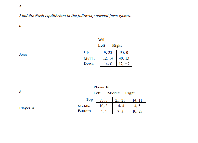 Solved Find the Nash equilibrium in the following normal | Chegg.com