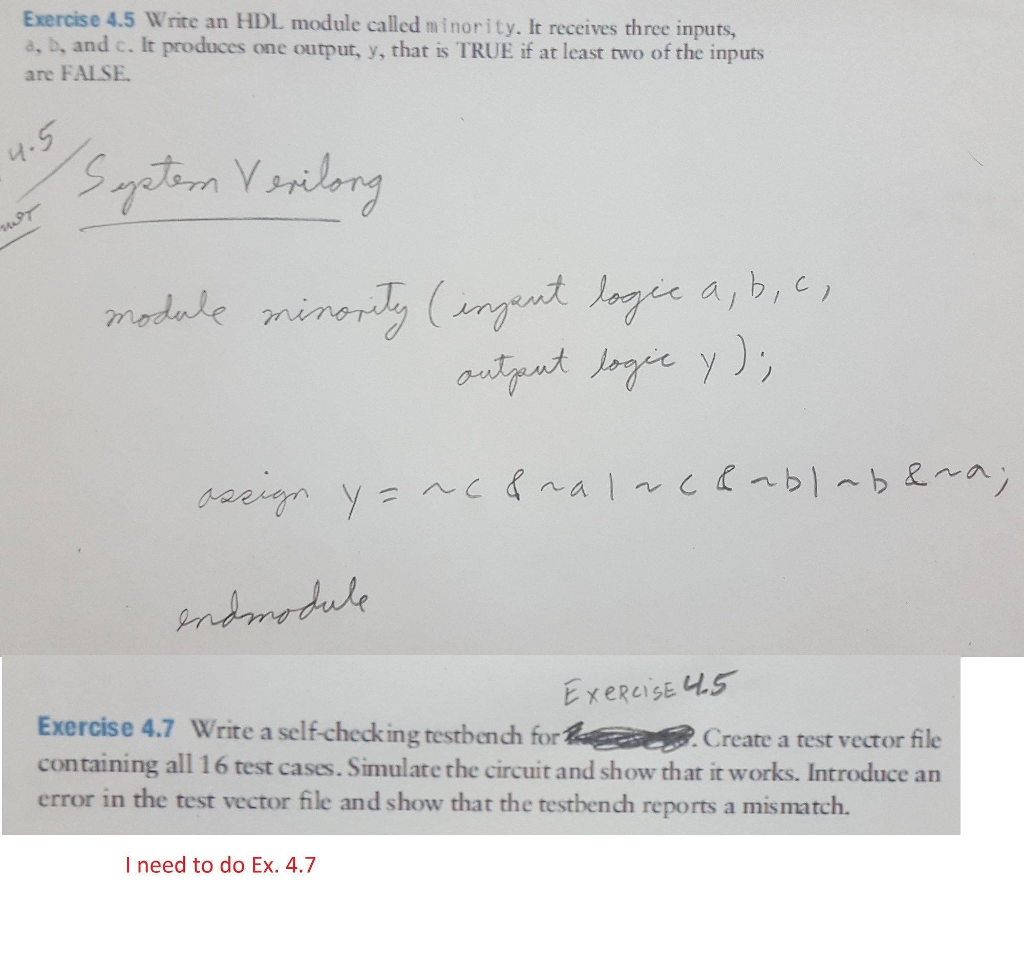 Write An Hdl Module Called Minority It Receives