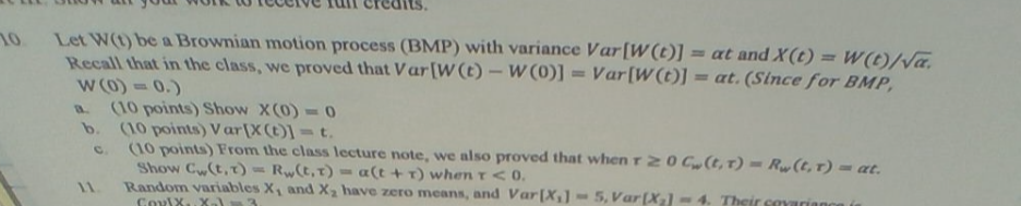 Solved (t)bea Brownian motion process (BMP) with variance | Chegg.com