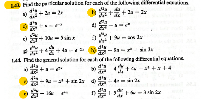 Solved Find the particular and general solutions for each of | Chegg.com