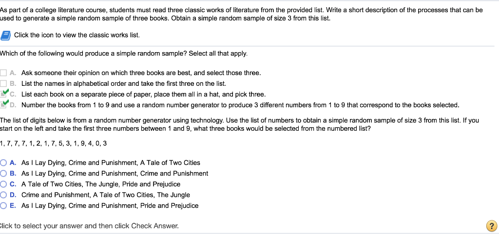 Solved As part of a college literature course, students must | Chegg.com