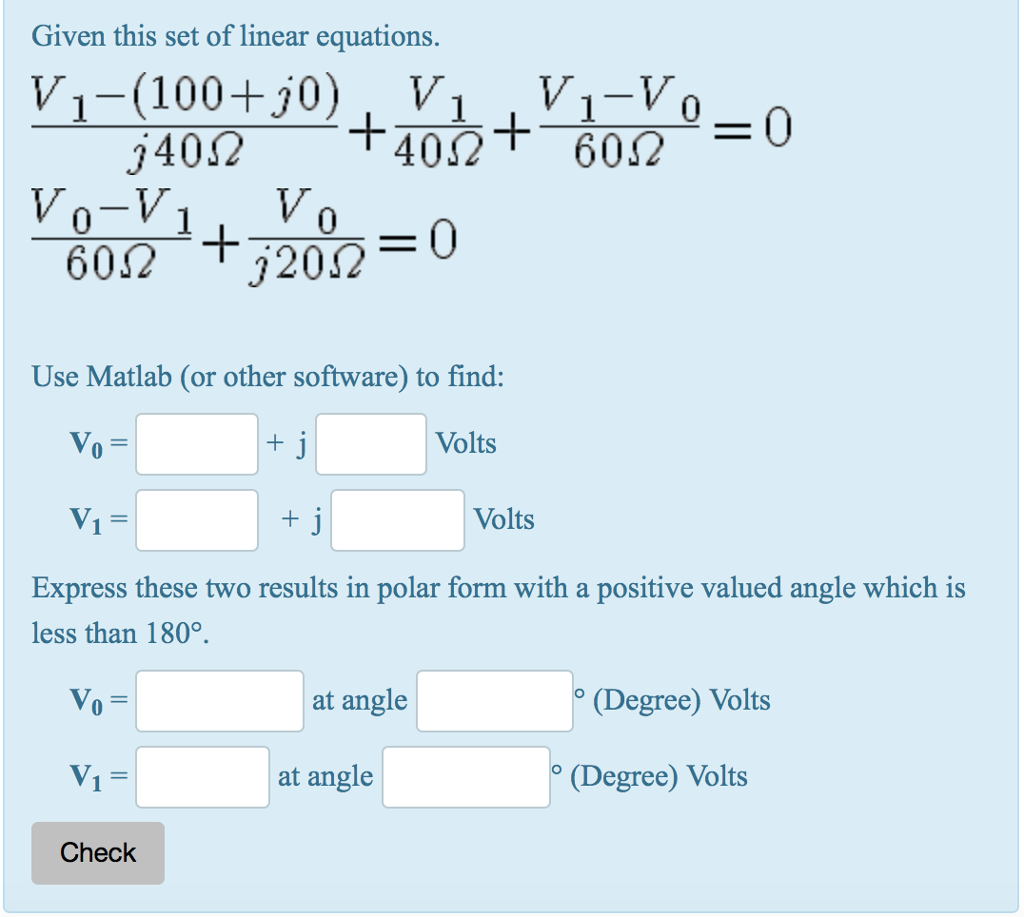 Solved Using Matlab Given The Set Of Linear Equations Use 
