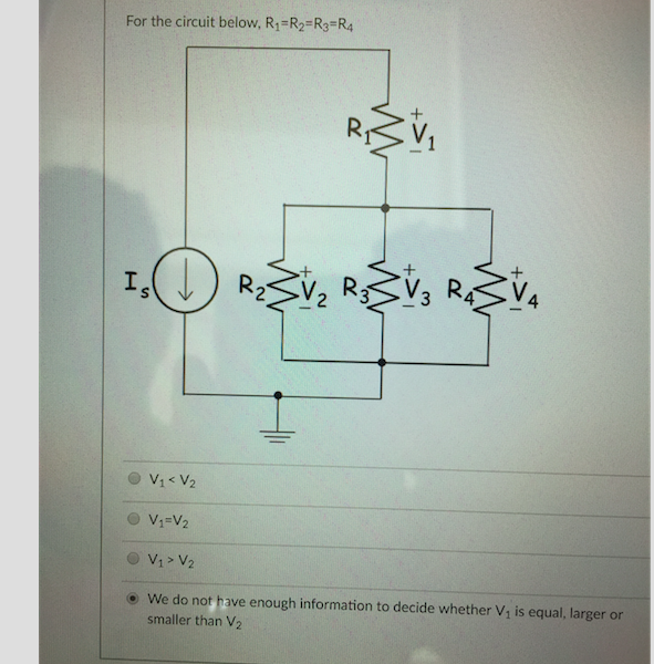 Solved For the circuit below, R1=R2=R3=R4 V_1