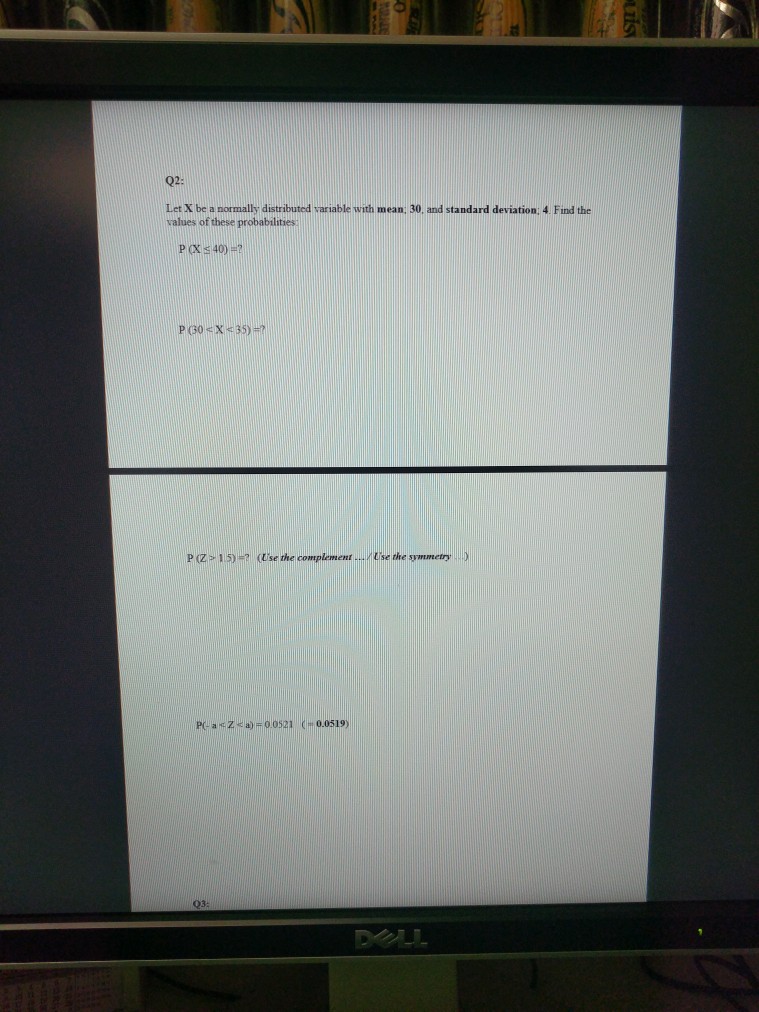 Solved 22: Let X be a normally distributed variable with | Chegg.com