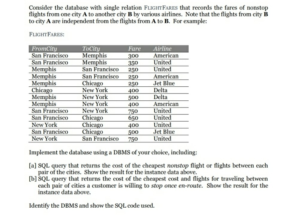 Solved Consider the database with single relation | Chegg.com