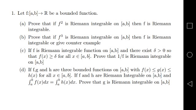 Solved I. Let f:[a,b]→ R be a bounded function. (a) Prove | Chegg.com