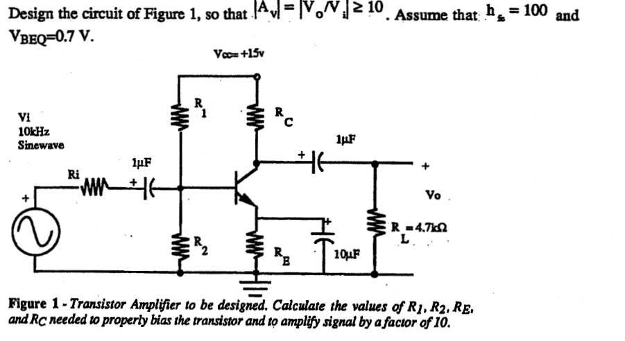 Solved Is it possible to calculate the values of R1, R2, Re, | Chegg.com