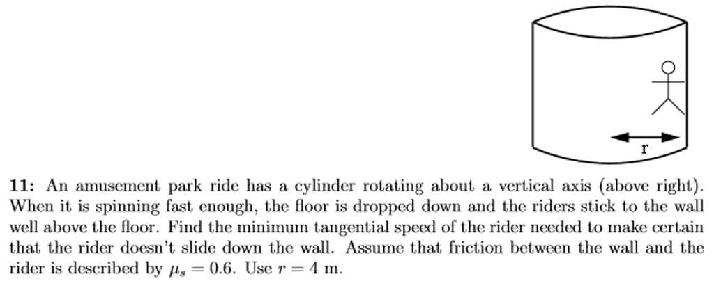 Solved An amusement park ride has a cylinder rotating | Chegg.com
