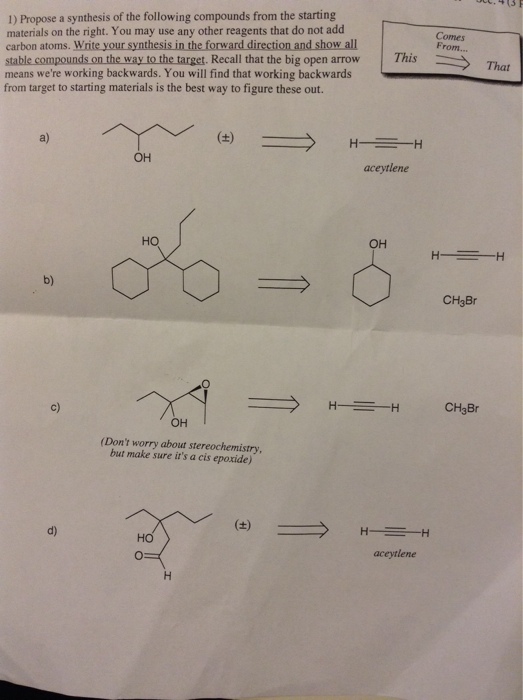 Organic chemistry synthesis problems The starting | Chegg.com