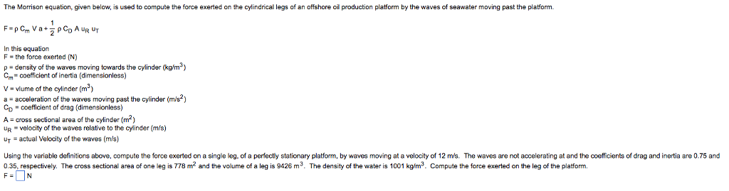 Solved The Morrison equation, given below, is used to | Chegg.com