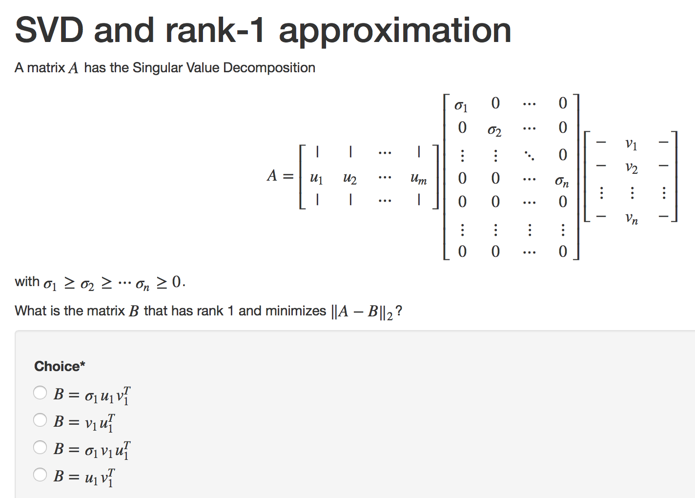 Solved A matrix A has the Singular Value Decomposition. What | Chegg.com
