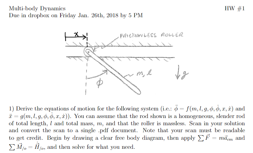 Solved Multi-body Dynamics Due in dropbox on Friday Jan. | Chegg.com