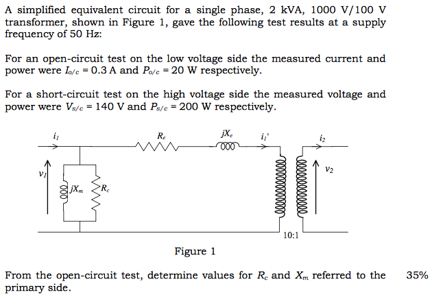 Solved A simplified equivalent circuit for a single phase, 2 | Chegg.com