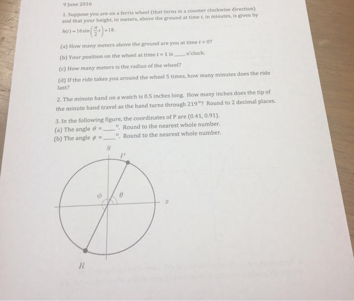 Solved 1. Ferris wheel and sin functions (a through d) | Chegg.com